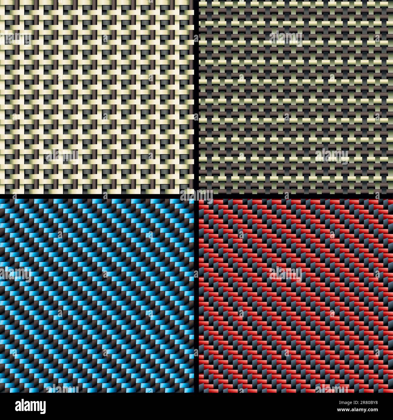 Set of four carbon fiber, kevlar and decorative fabric seamless ...