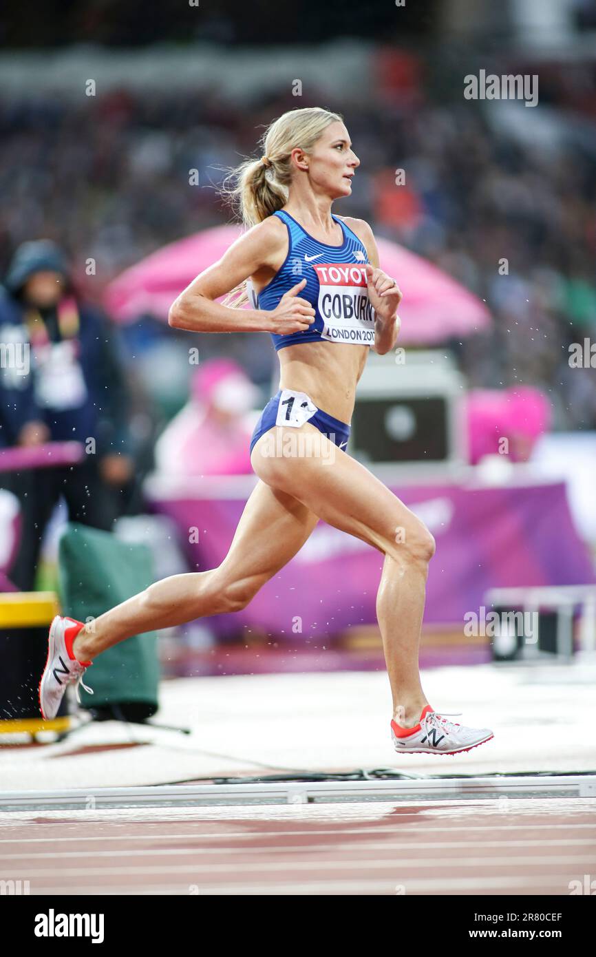 Emma Coburn participating in the 3000 Metres Steeplechase at the World ...