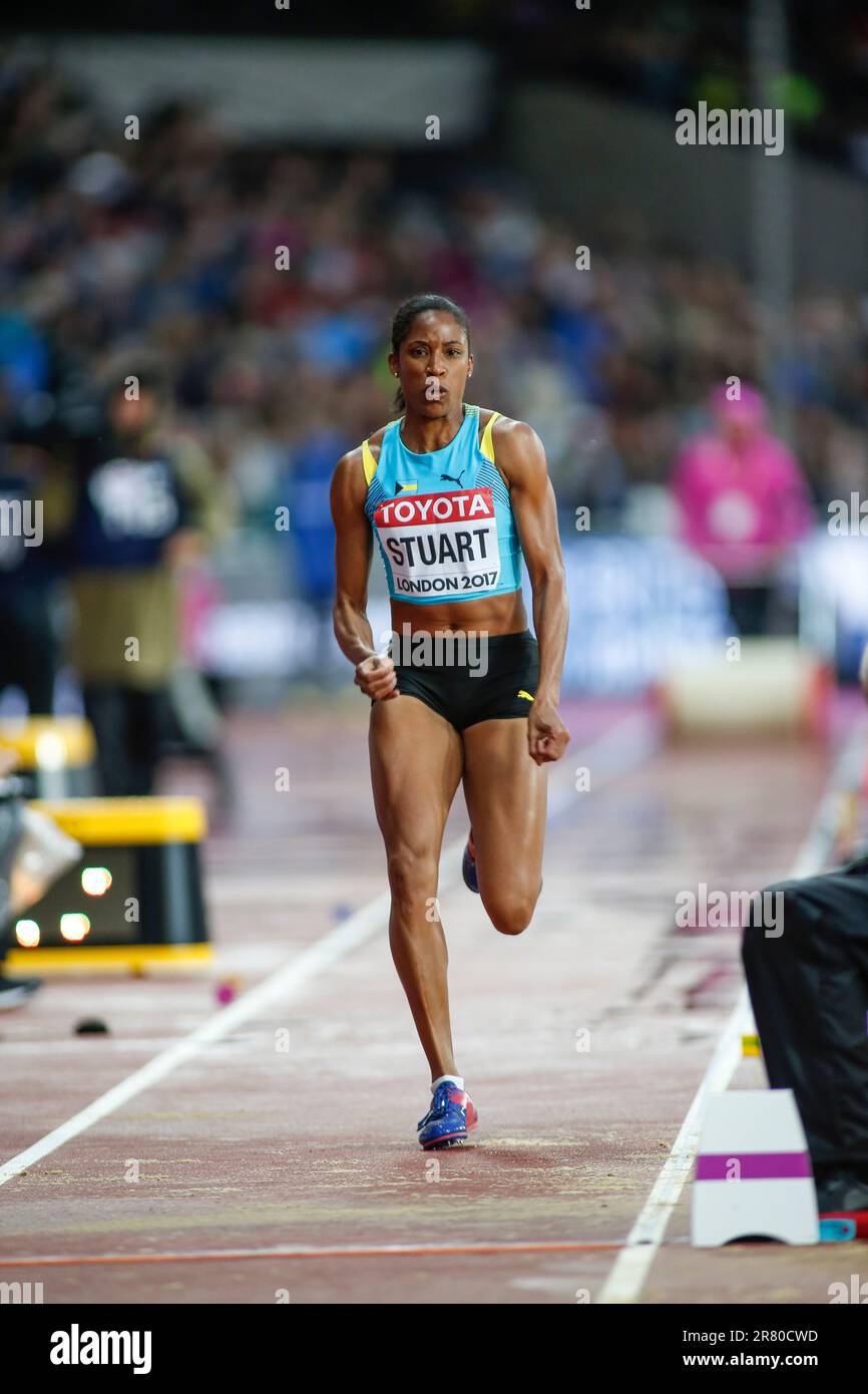 Bianca Stuart participating in the long jump at the World Athletics ...