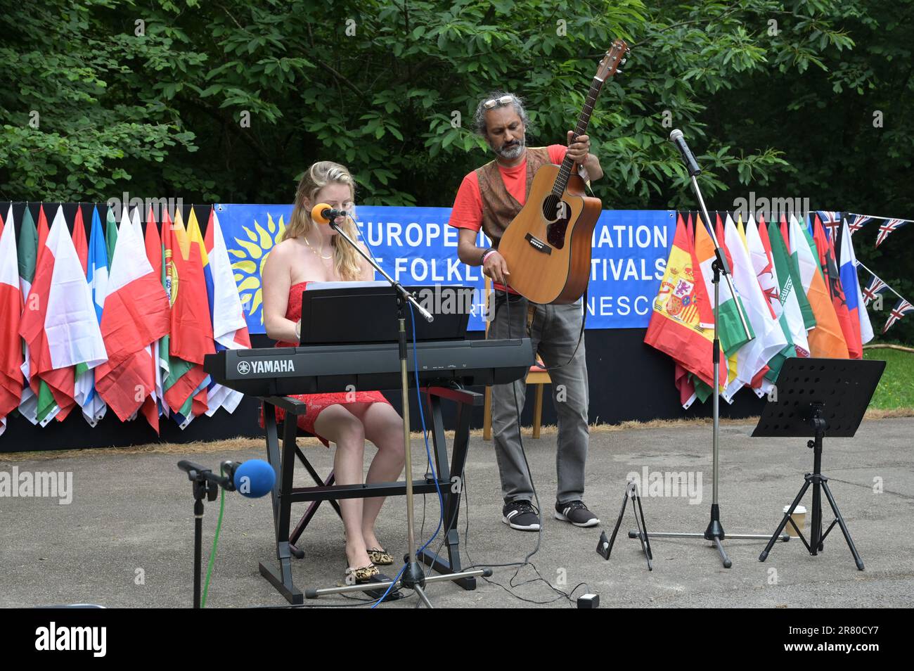 Crawley, West Sussex, UK-June 18th 2023 : A guitarist and a keyboard ...