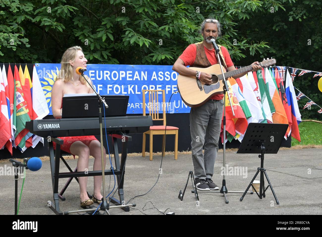 Crawley, West Sussex, UK-June 18th 2023 : A guitarist and a keyboard ...