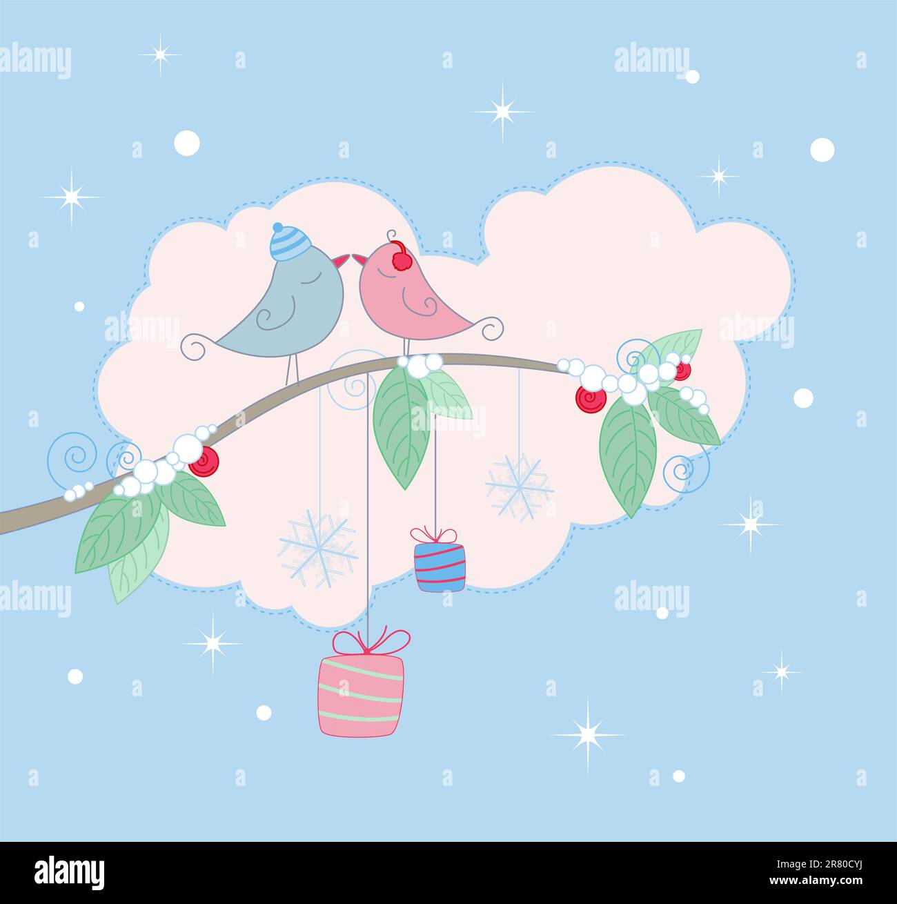 Birds branch winter Stock Vector Images - Alamy