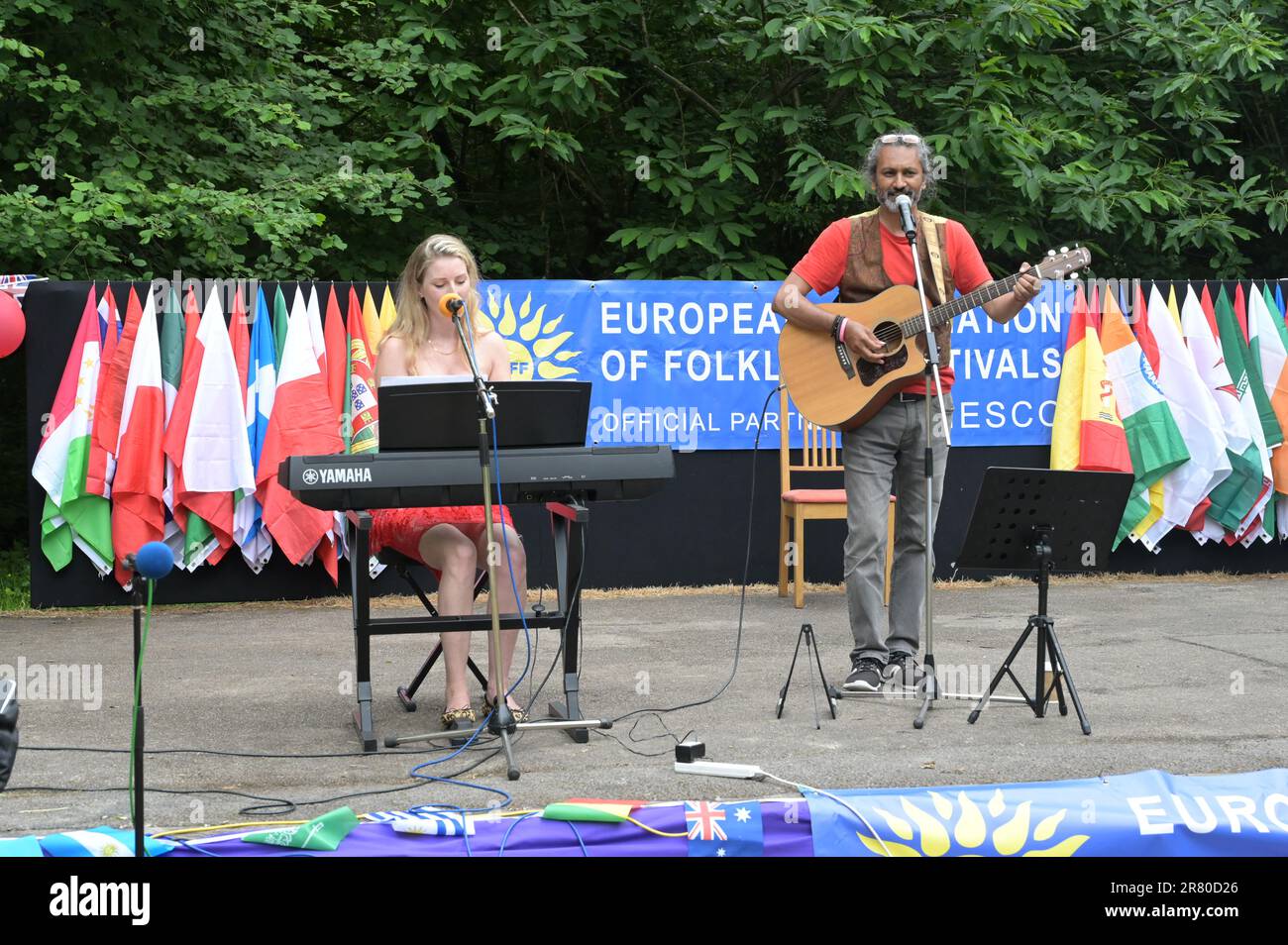 Crawley, West Sussex, UK-June 18th 2023 : A guitarist and a keyboard ...