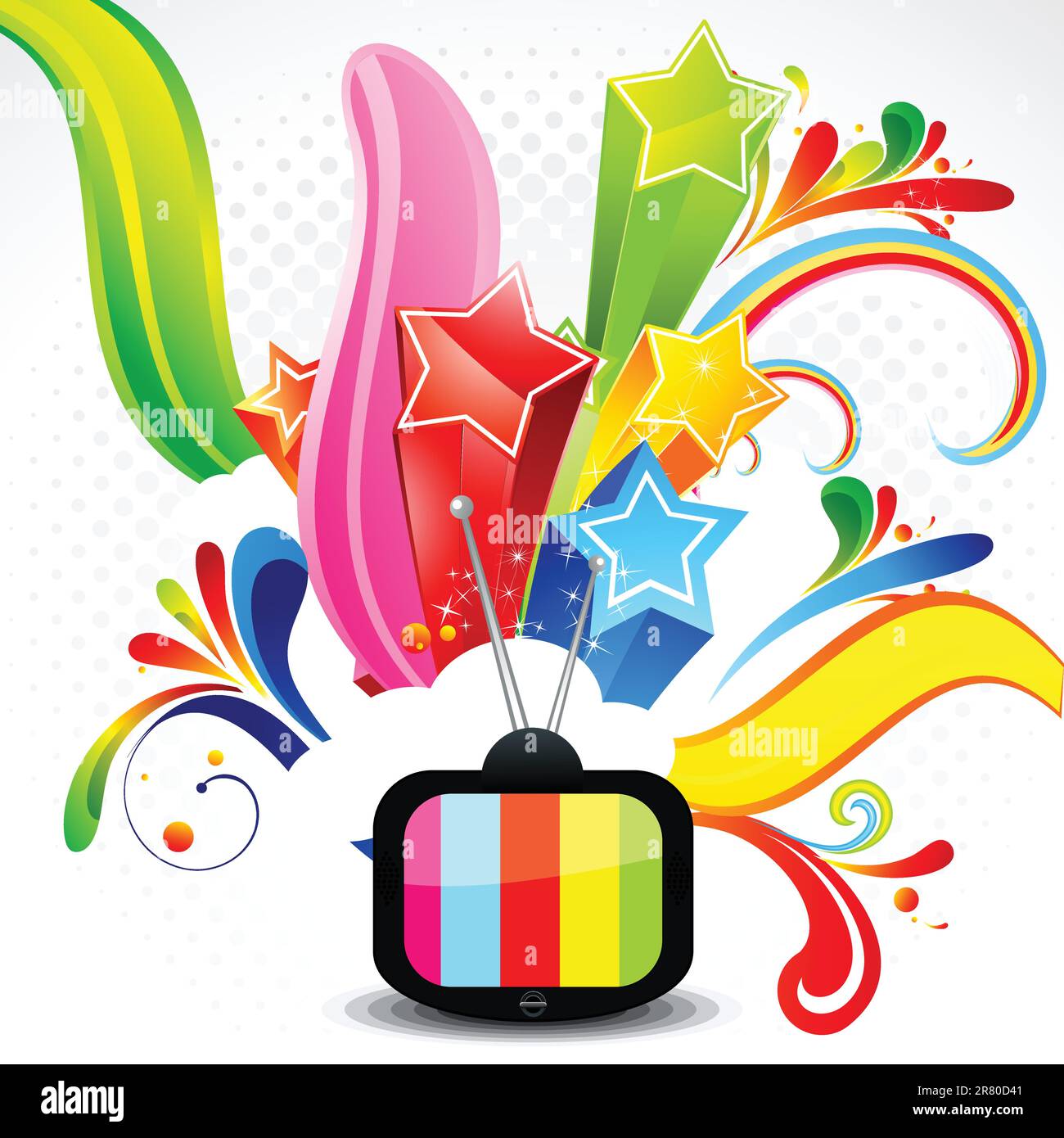 abstract television with explode star vector illustration Stock Vector ...