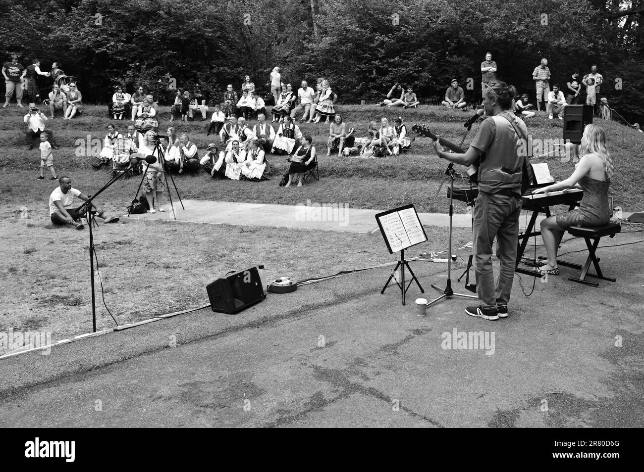Crawley, West Sussex, UK-June 18th 2023 : A guitarist and a keyboard ...