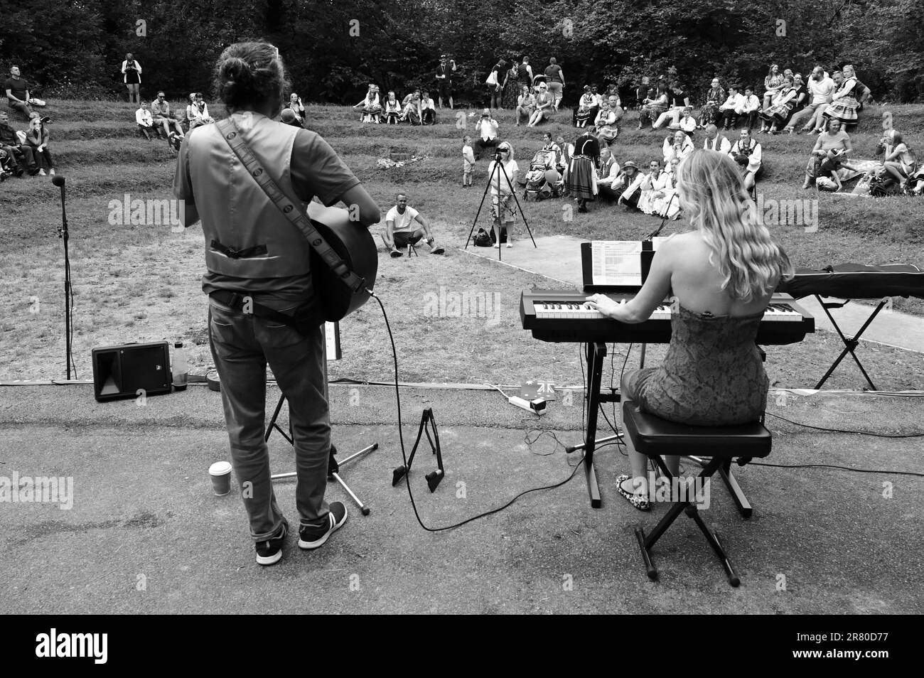 Crawley, West Sussex, UK-June 18th 2023 : A guitarist and a keyboard ...