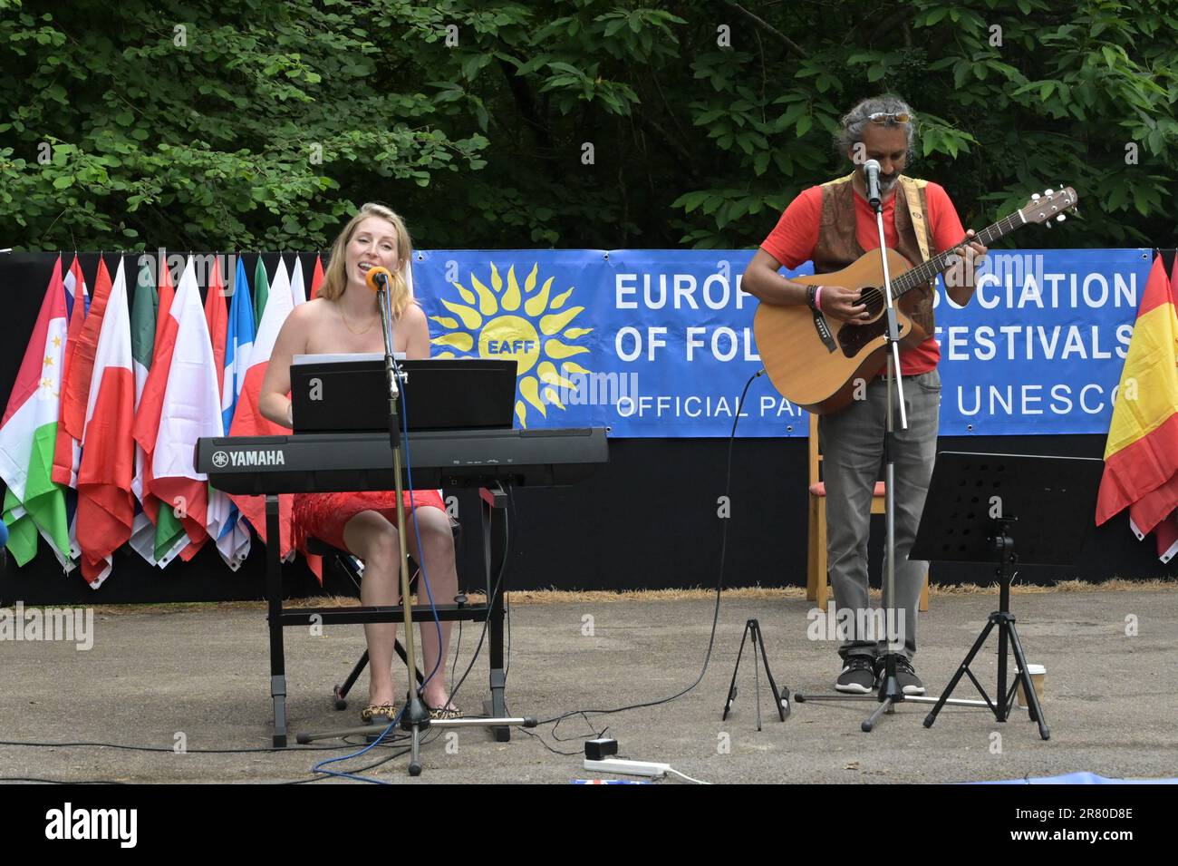 Crawley, West Sussex, UK-June 18th 2023 : A guitarist and a keyboard ...