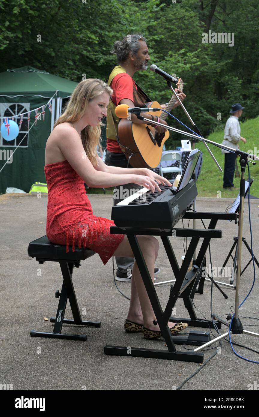 Crawley, West Sussex, UK-June 18th 2023 : A guitarist and a keyboard ...