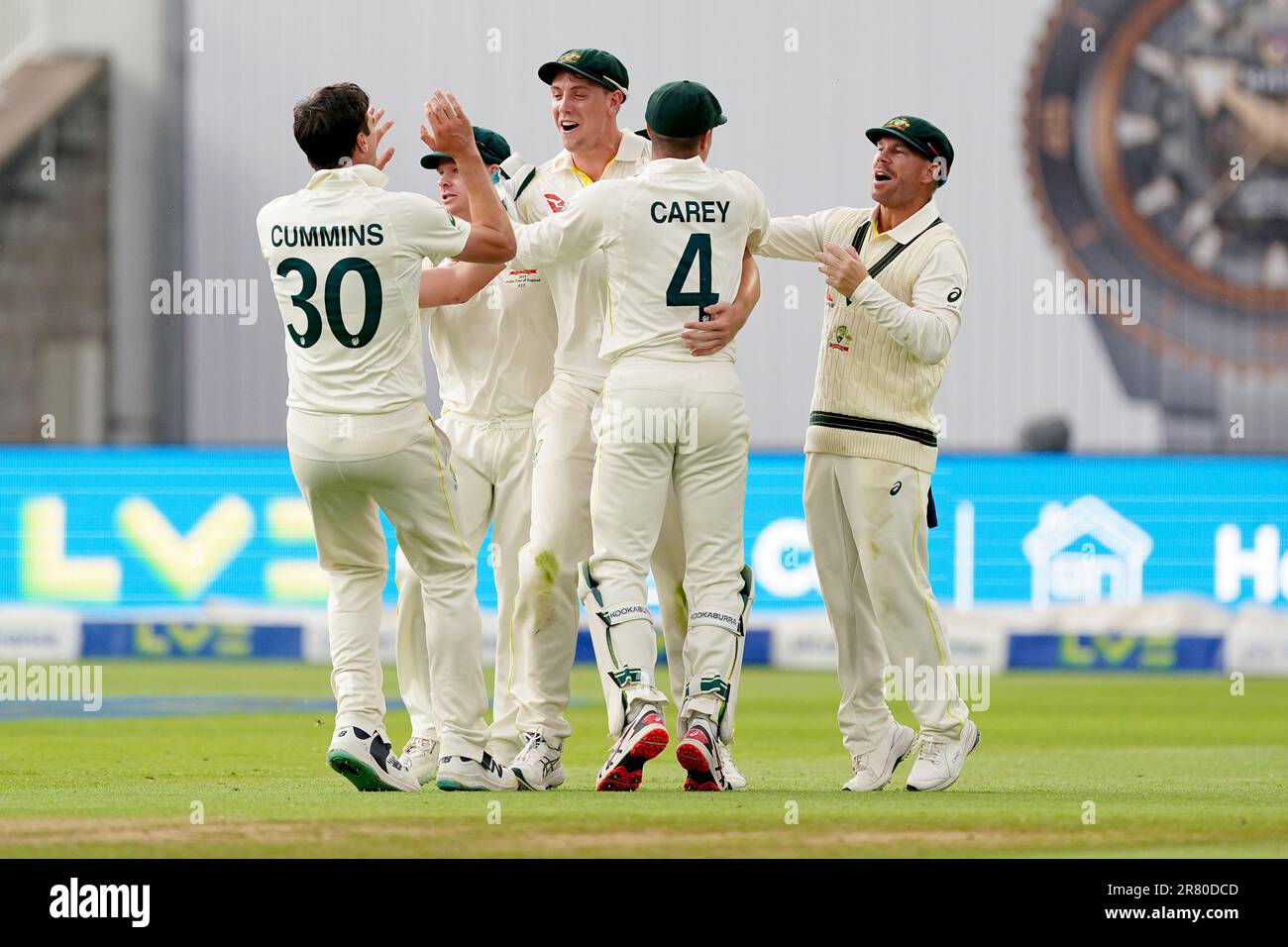 Australia’s Cameron Green (centre) celebrates with teammates after ...