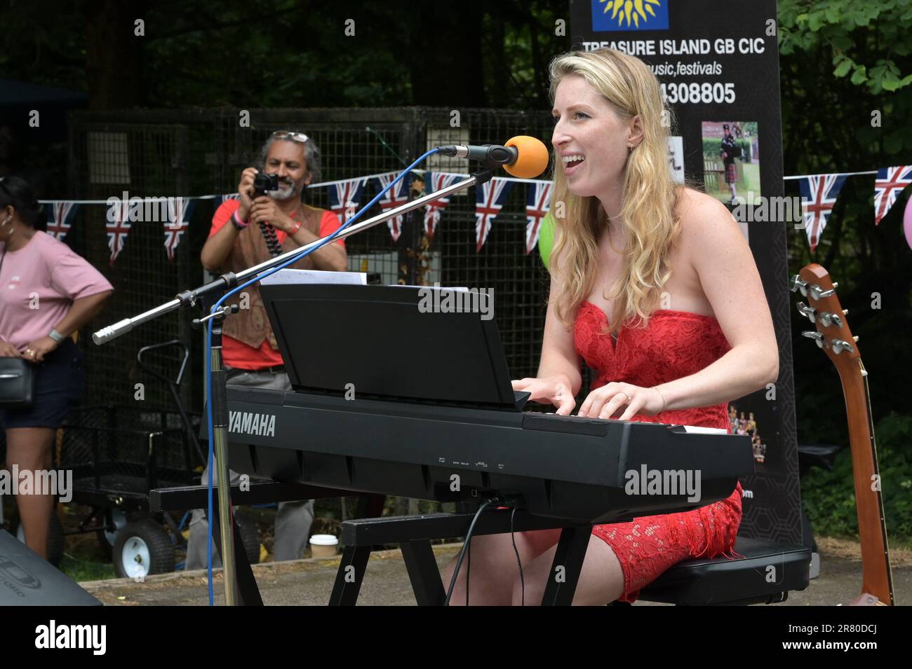 Crawley, West Sussex, UK-June 18th 2023 : A guitarist and a keyboard ...