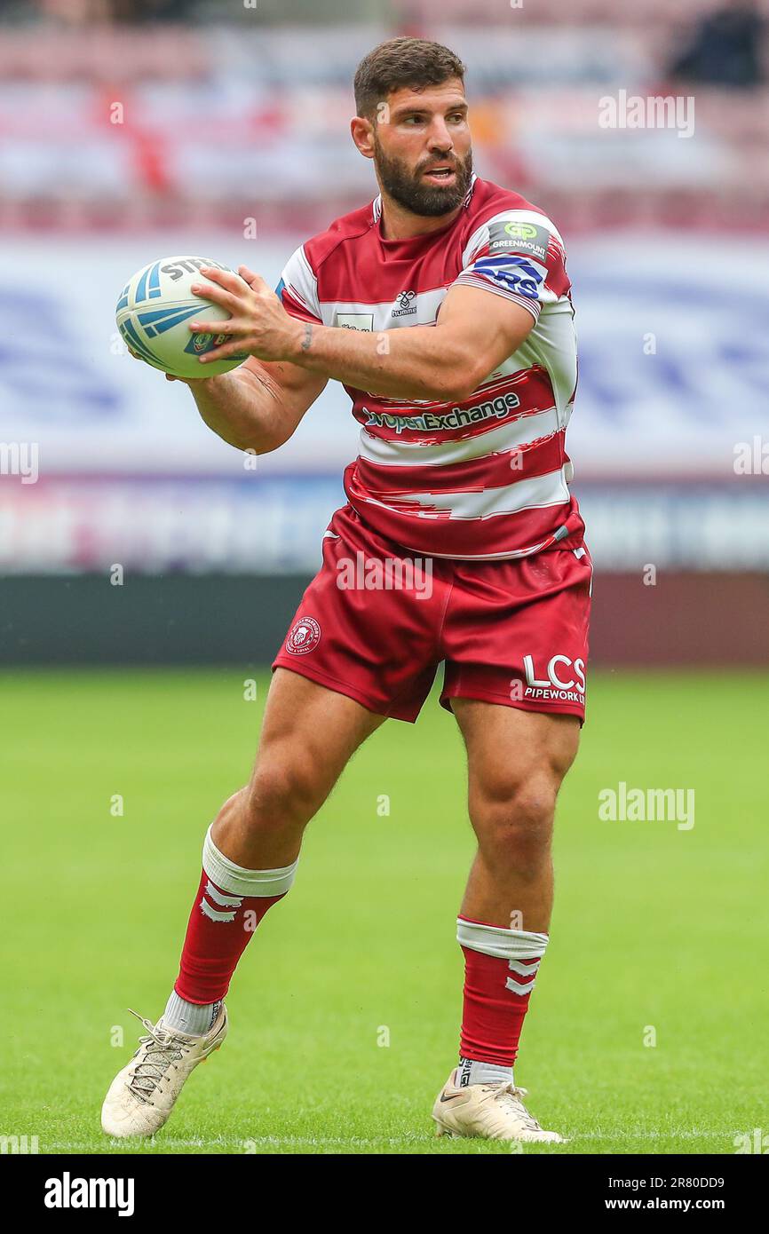 Abbas Miski #23 of Wigan Warriors in action during the Betfred ...