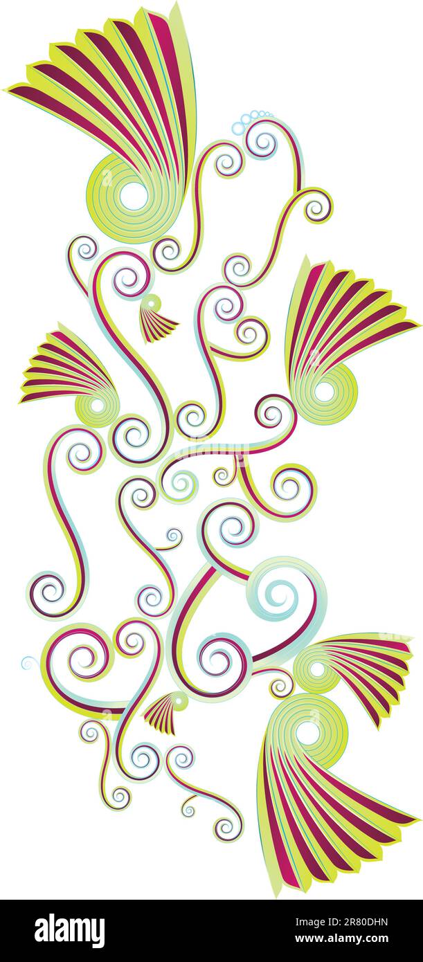 Floral round line art Cut Out Stock Images & Pictures - Alamy