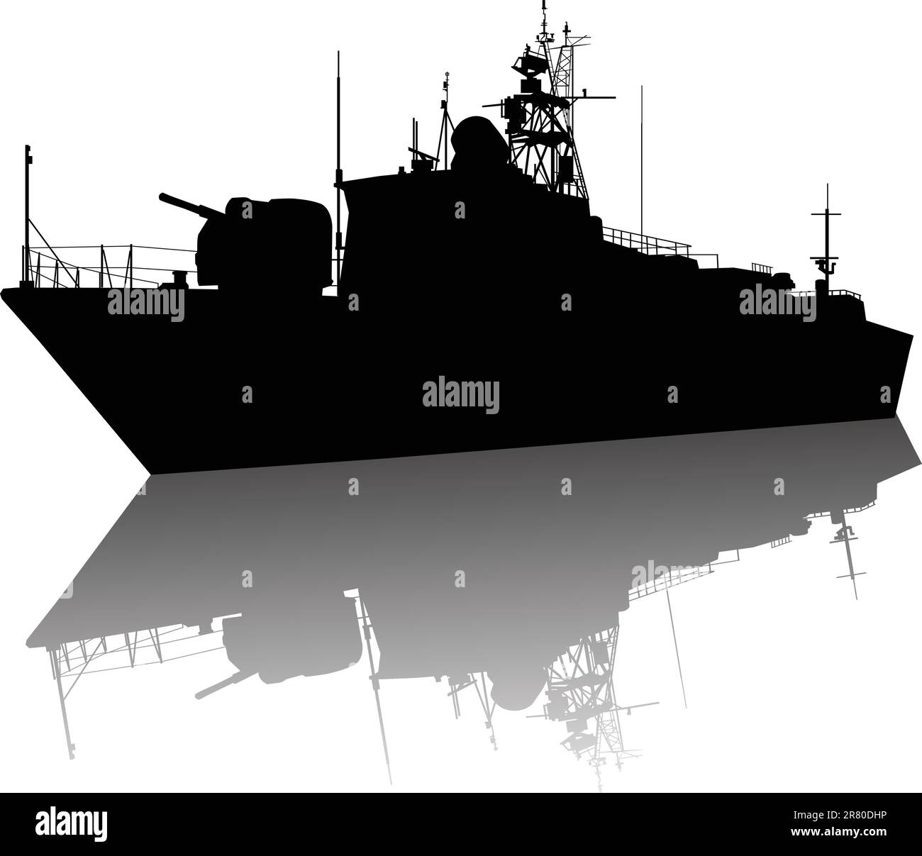 Soviet (russian) anti-submarine corvette silhouette. Vector on separate ...