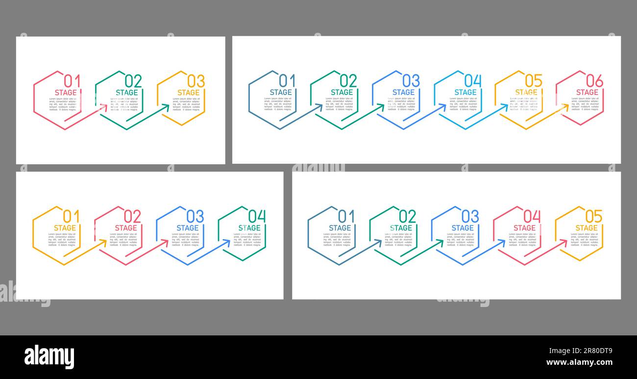 Colorful hexagon shaped infographic chart design template set Stock Vector Image & Art - Alamy