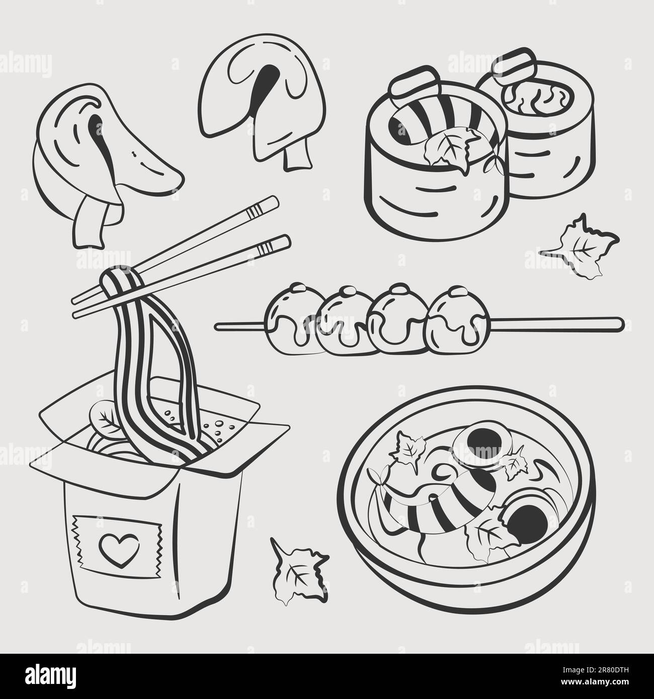asian food hand drawing sketch vector and illustration Stock Vector ...