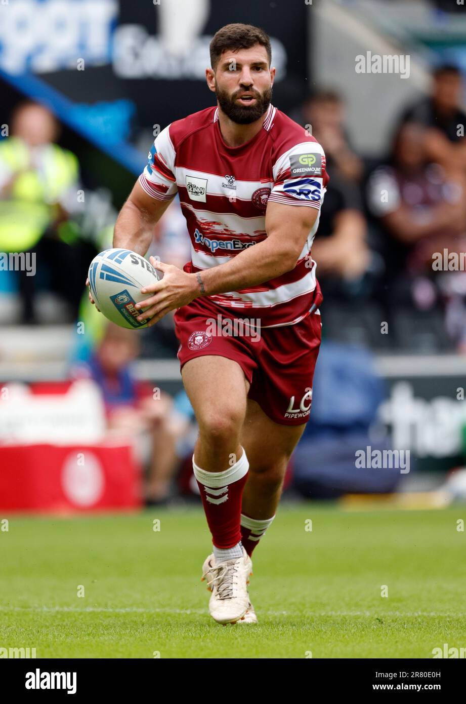 Wigan Warriors’ Abbas Miski in action during the Betfred Challenge Cup ...