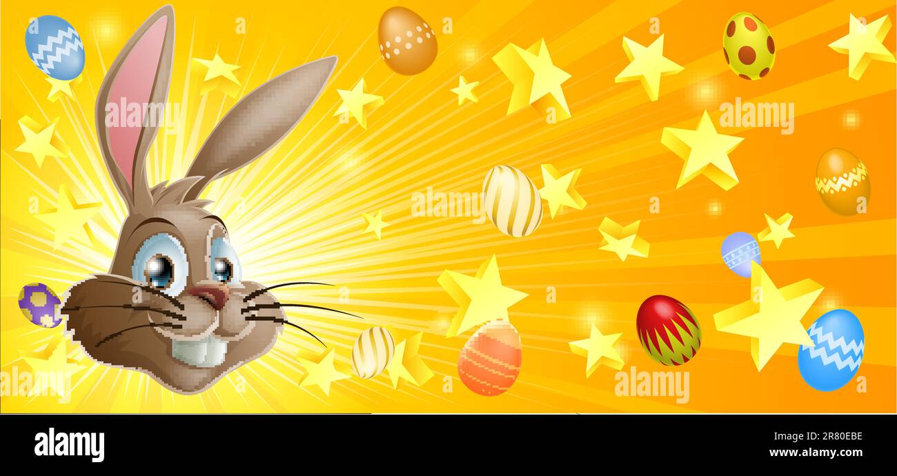 Easter background with Easter bunny stars and Easter eggs Stock Vector ...