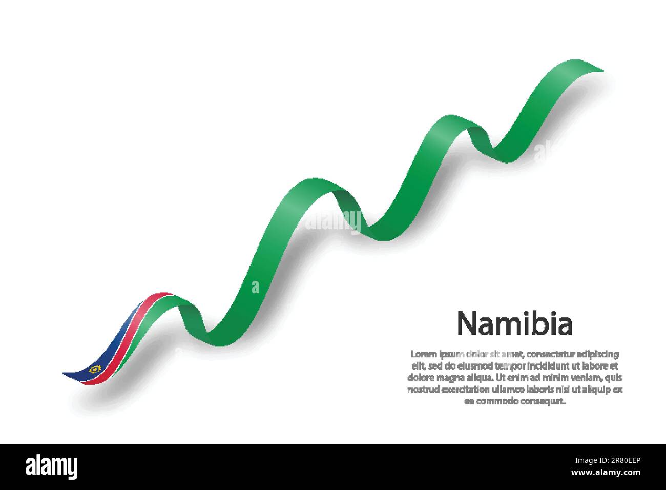 Waving ribbon or banner with flag of Namibia. Template for independence ...