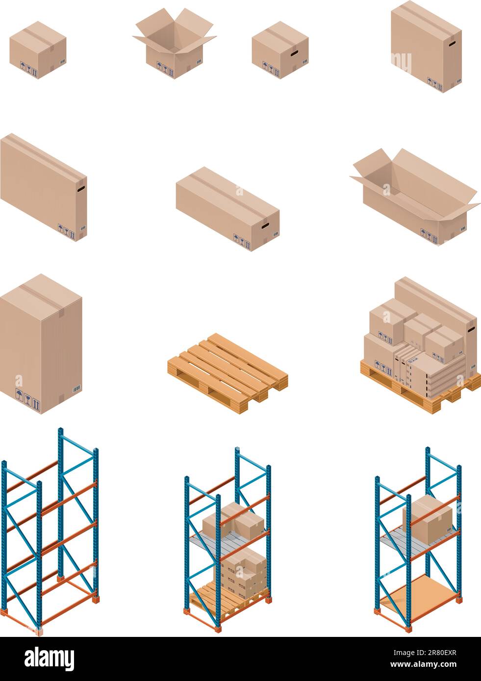 Set of detailed isometric warehouse related icons Stock Vector Image ...