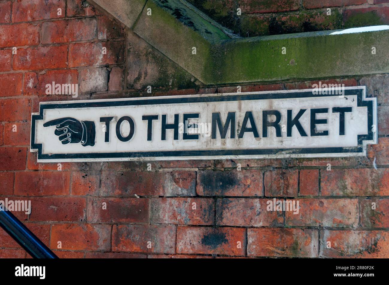 To the Market Sign, Stockport Stock Photo - Alamy