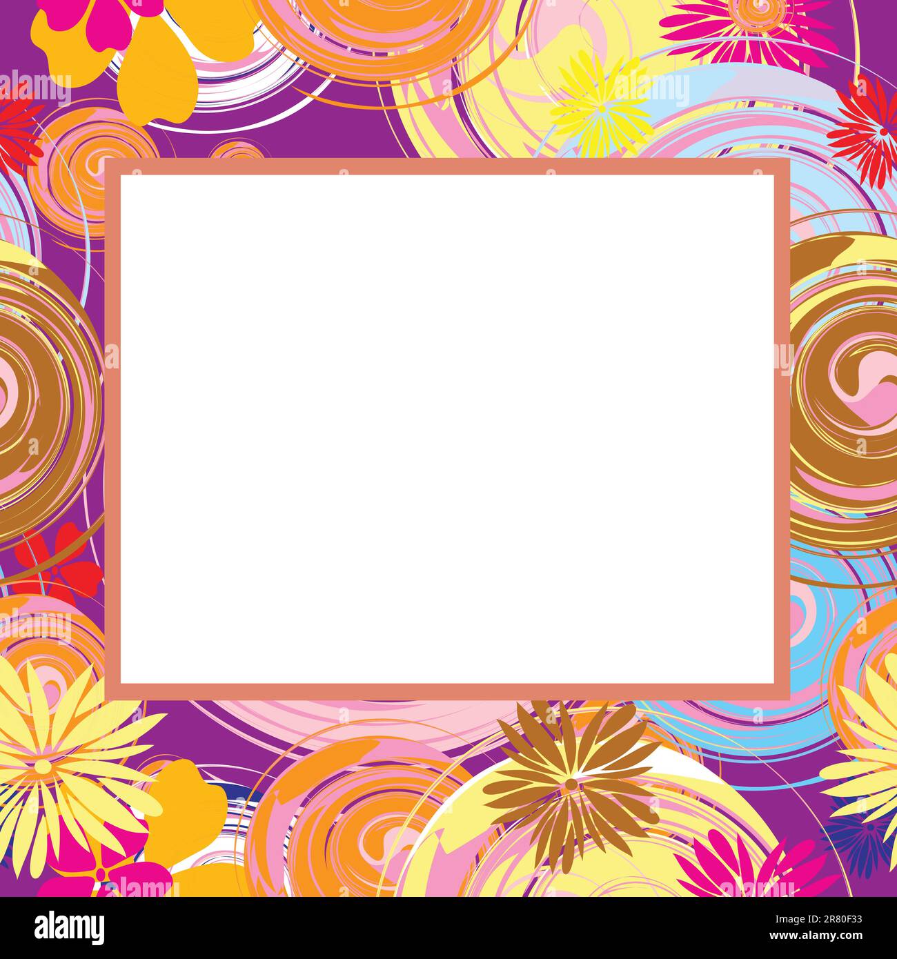 Abstract frame with flowers and oval elements, vector, illustration ...