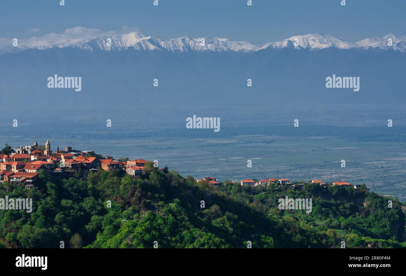 Magic View of Signagi and caucasus mountain range Stock Photo - Alamy