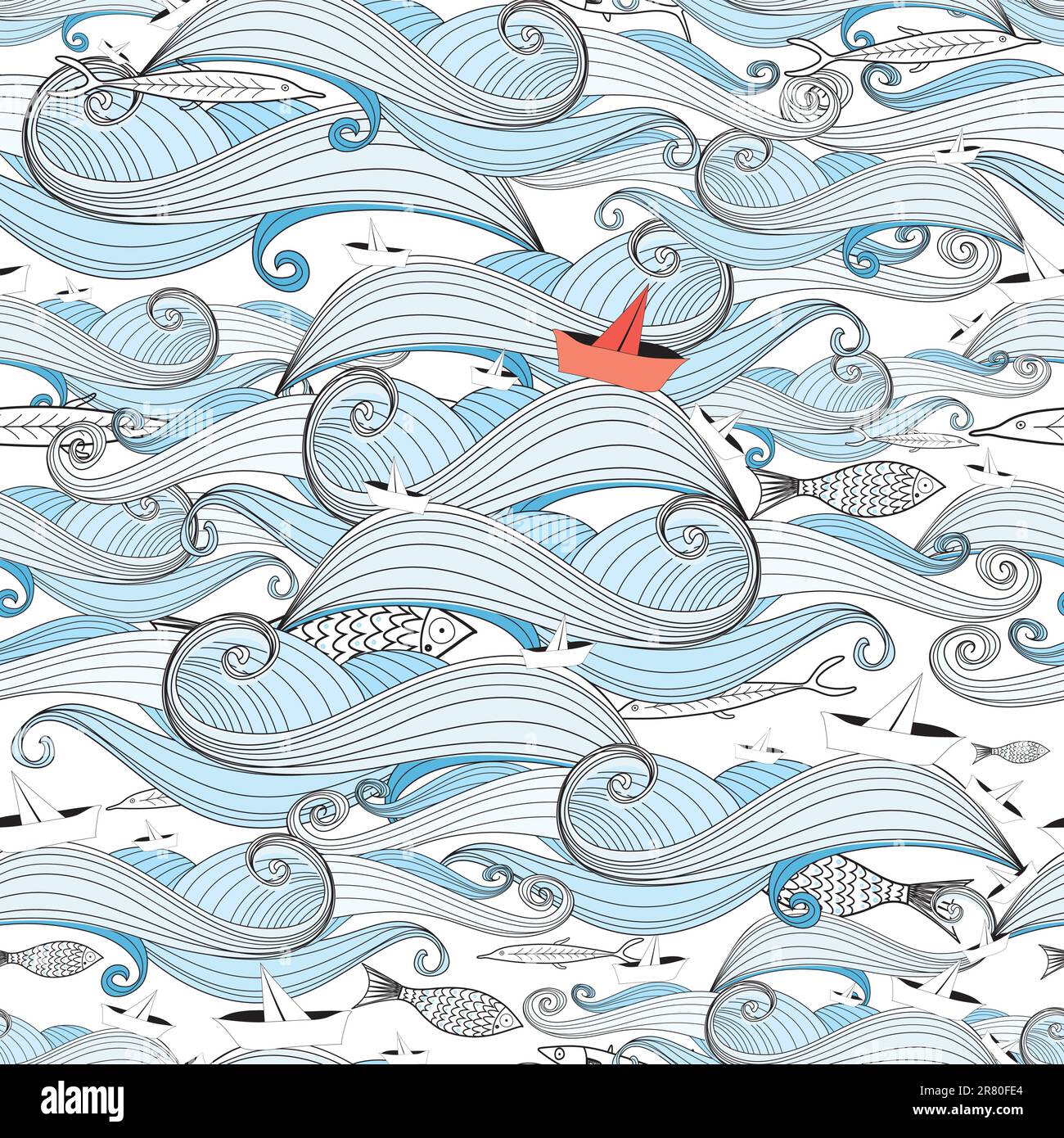 Boat wave pattern sea Stock Vector Images - Alamy