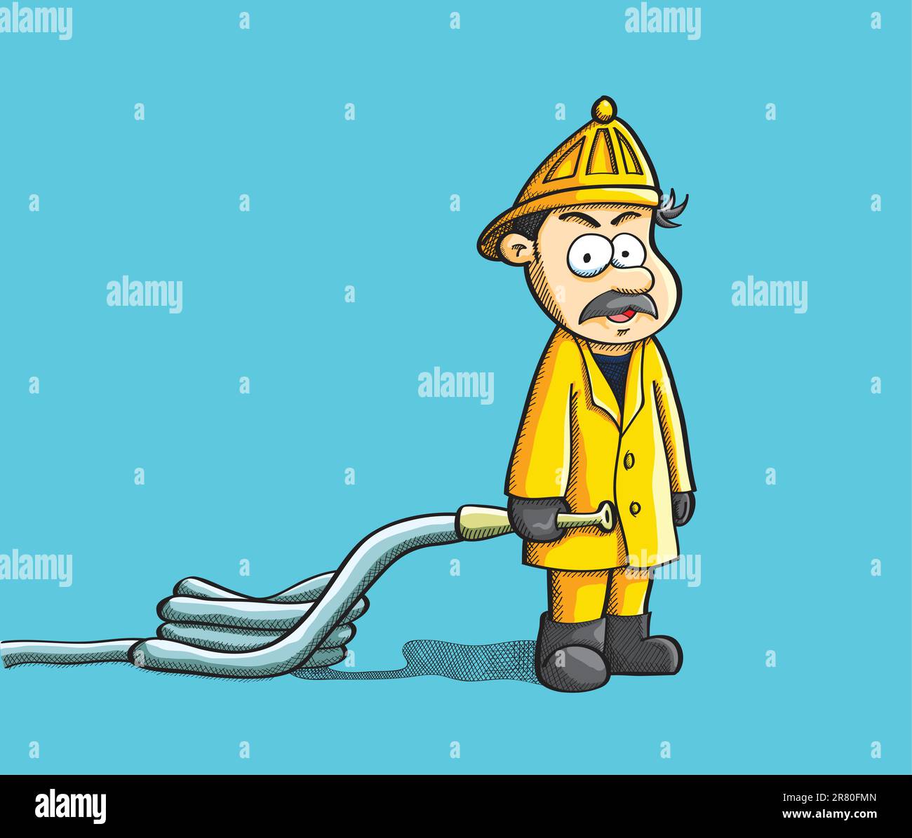 cartoon illustration of fireman holding the hose Stock Vector Image ...