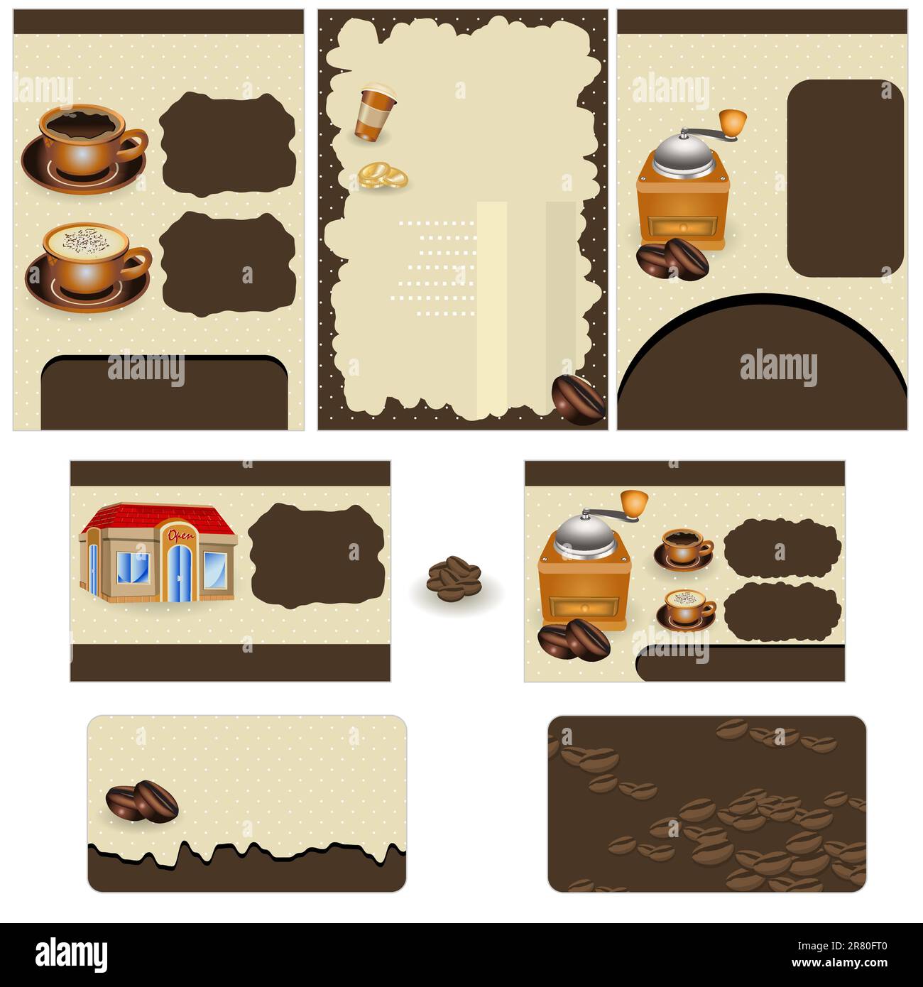 Coffee stationary template - brochure design, CD cover design and ...