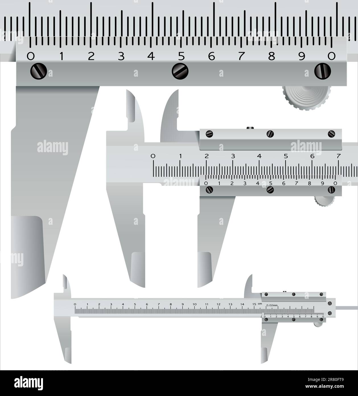 calliper square, realistic measuring object - vector illustration Stock ...