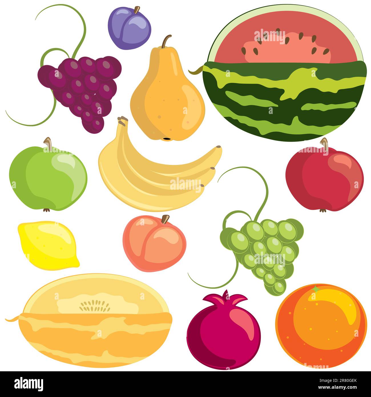 Set Of Ripe Fruits On White Background Stock Vector Image And Art Alamy