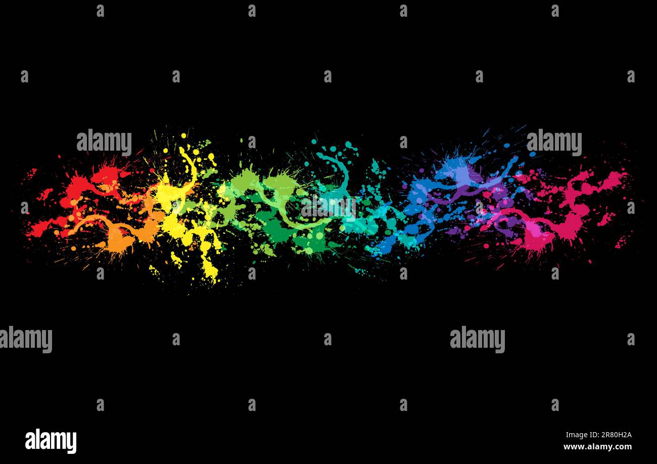 Colourful bright ink splat design with a black background Stock Vector ...