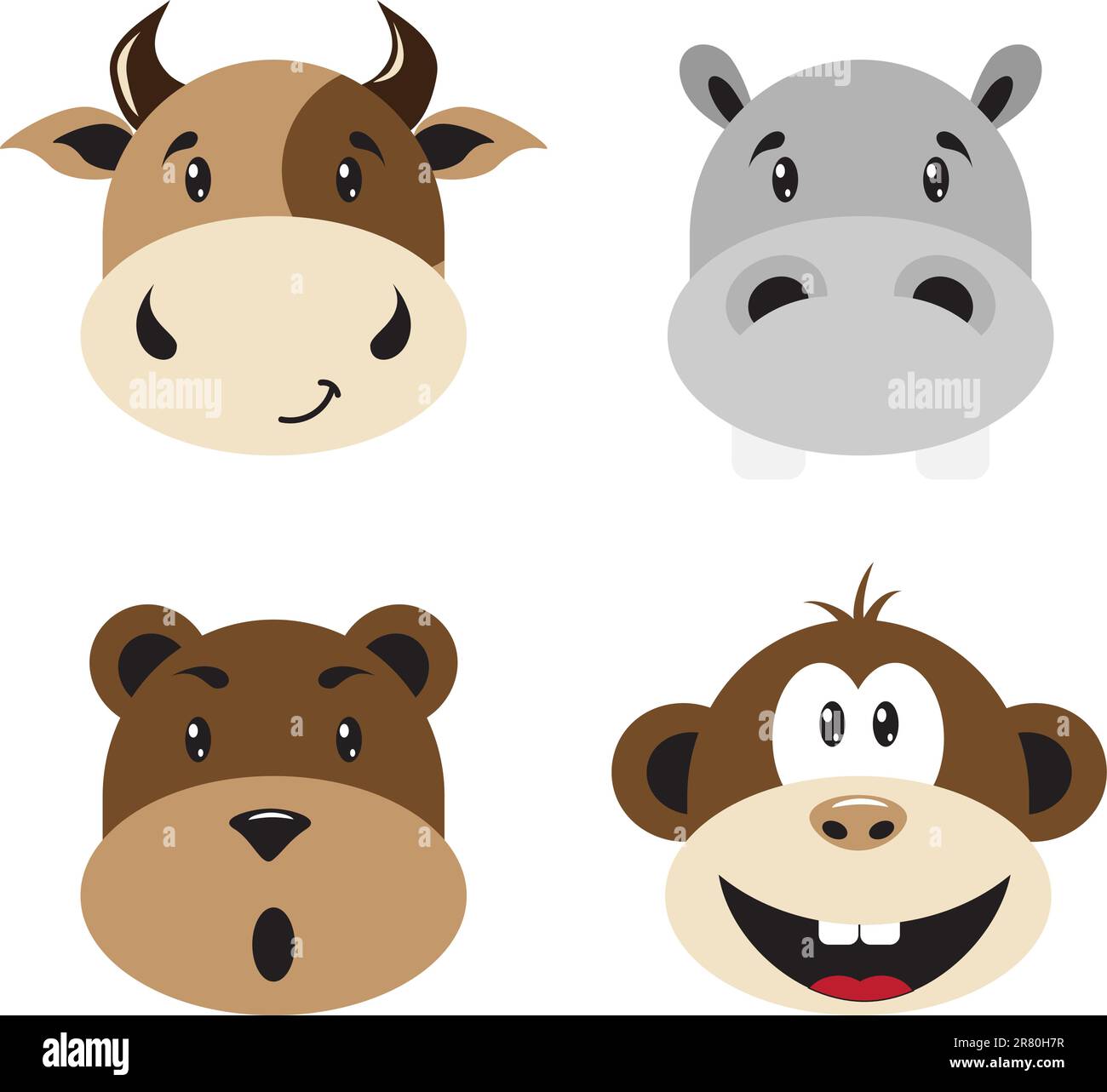 Set smiles of animals isolated on a white background. Vector ...