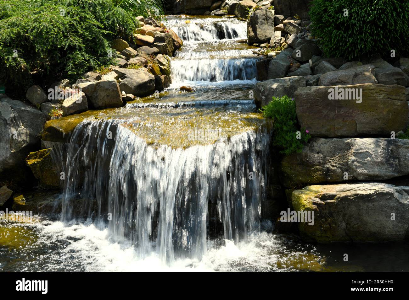 Waterfall at Anakeesta theme park in Gatlinburg, Tennessee Stock Photo ...