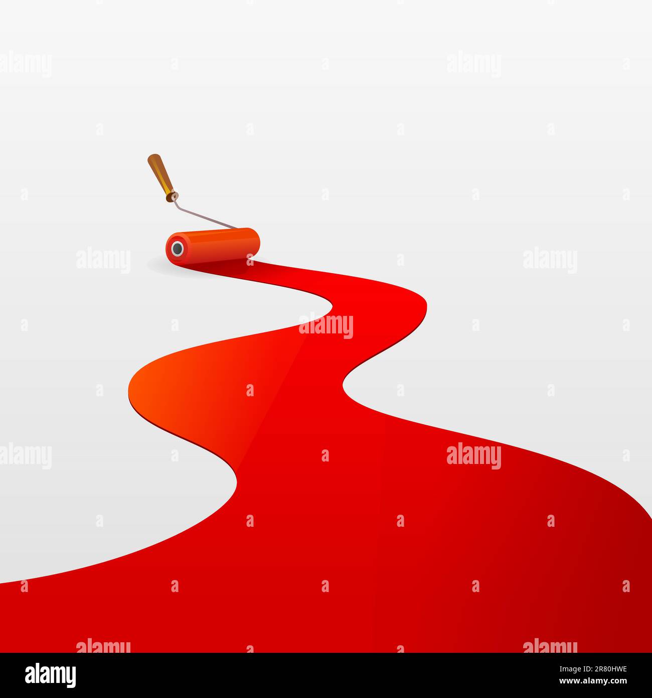 Illustration of Paint Roller and red perspective trail on white Stock ...