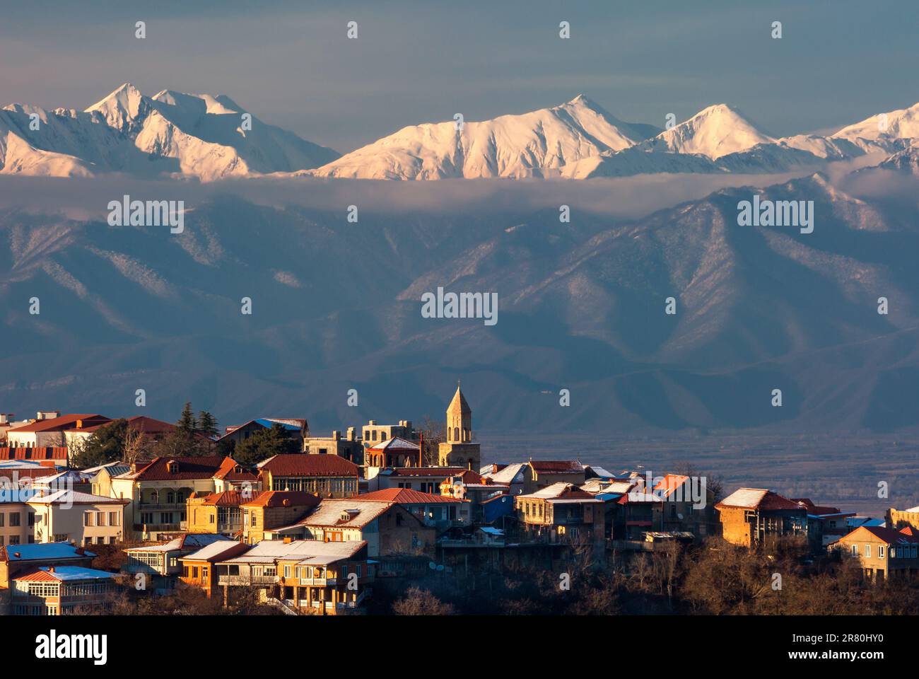 Magic View of Signagi and Alazani Valley on sunset. The heart of ...