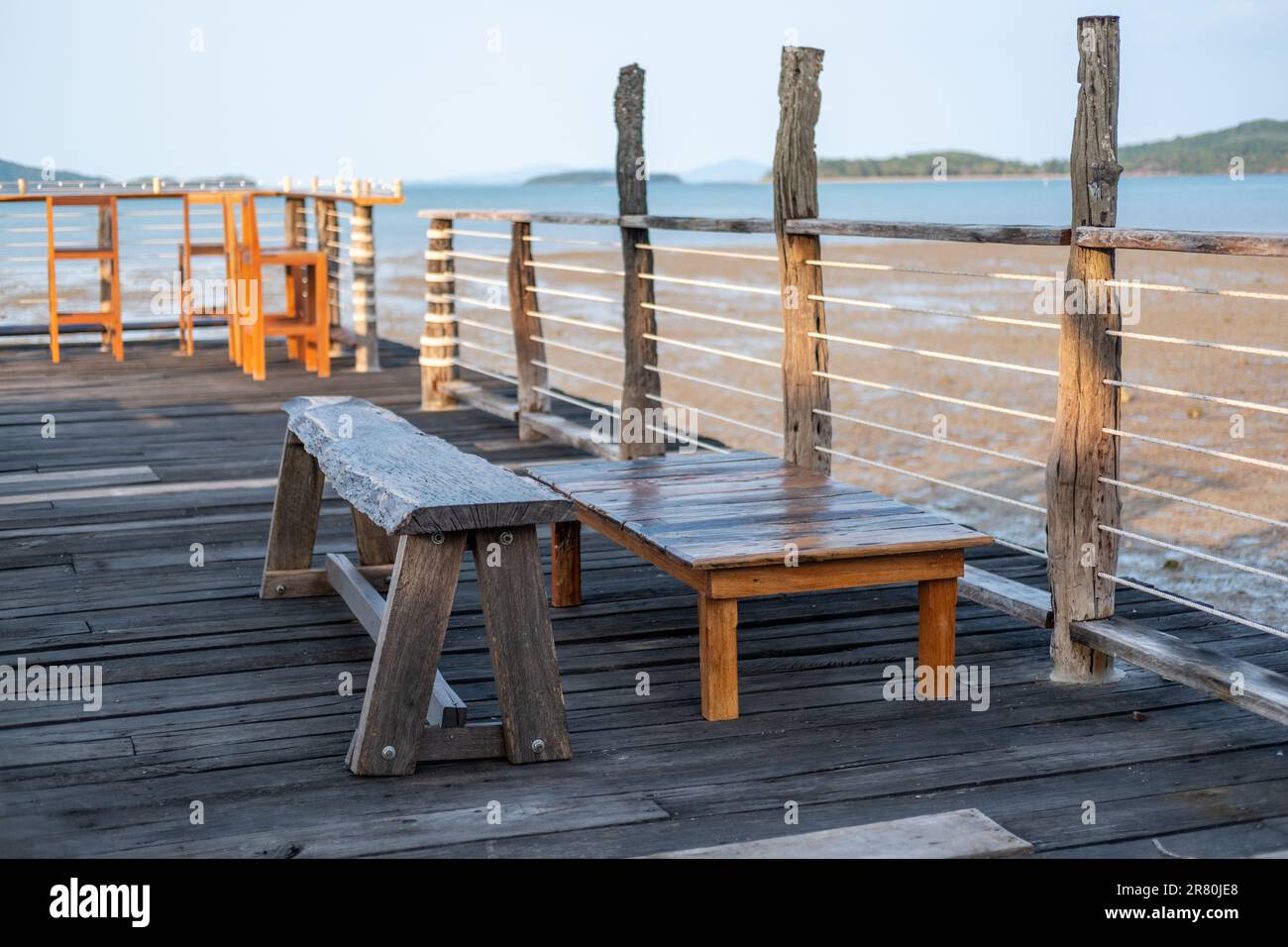 Outdoor bar counter on the terrace, with view of the sea on the ...