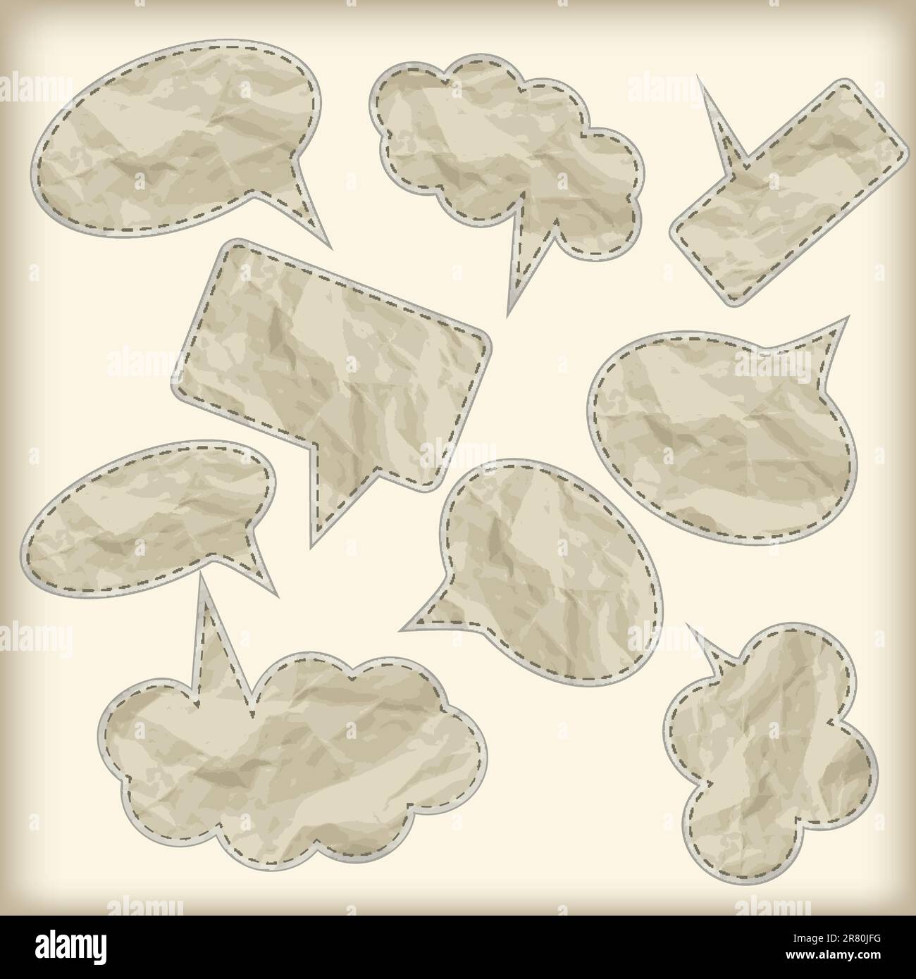 vector set of nine retro speech bubbles, crumpled paper texture Stock Vector Image & Art - Alamy
