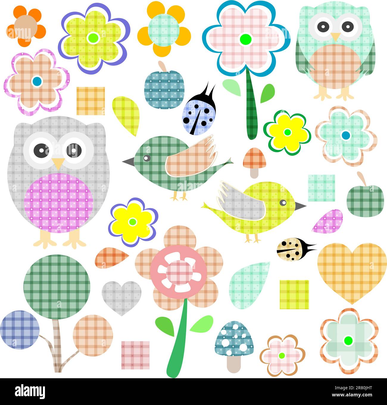 set of nature and wildlife objects isolated on white Stock Vector Image ...