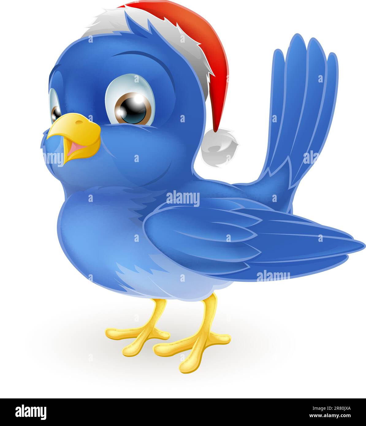 A cartoon blue bird in Christmas Santa hat illustration Stock Vector ...