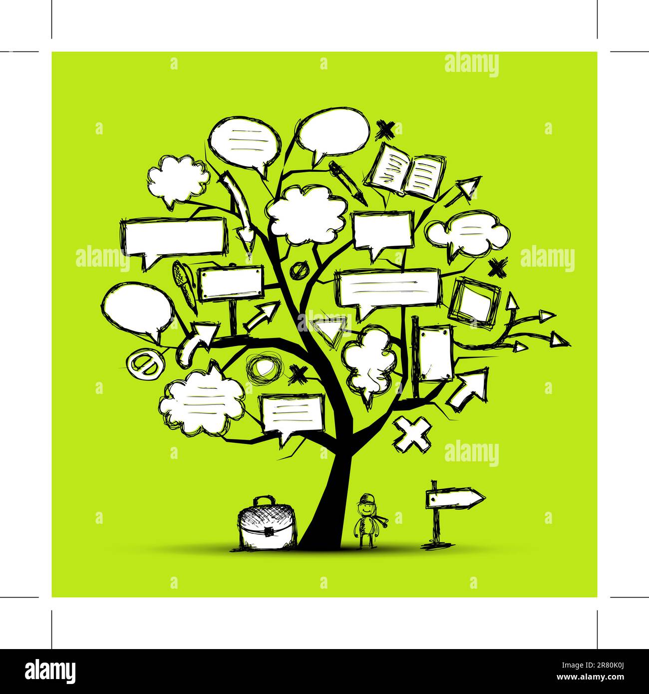 Sketch of tree with arrows and frames for your design Stock Vector ...