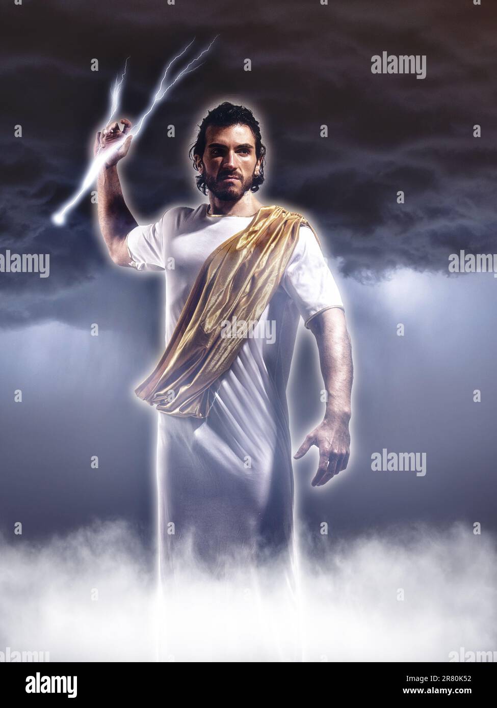 Ancient god throwing lightnings with his hands Stock Photo - Alamy