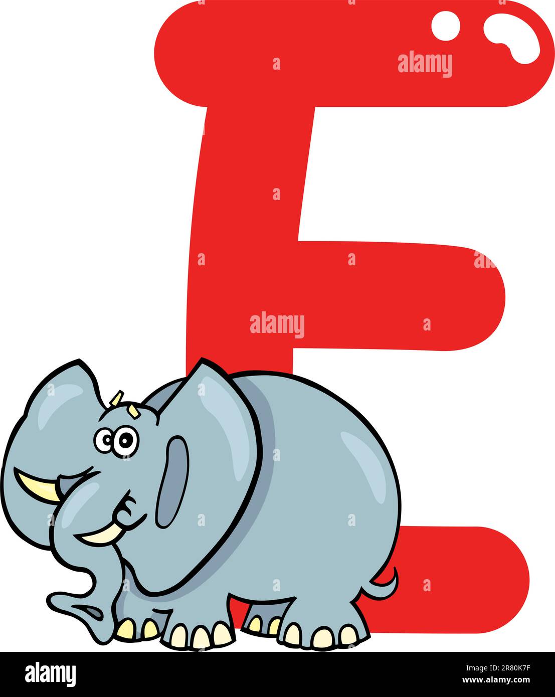 cartoon illustration of E letter for elephant Stock Vector Image & Art ...