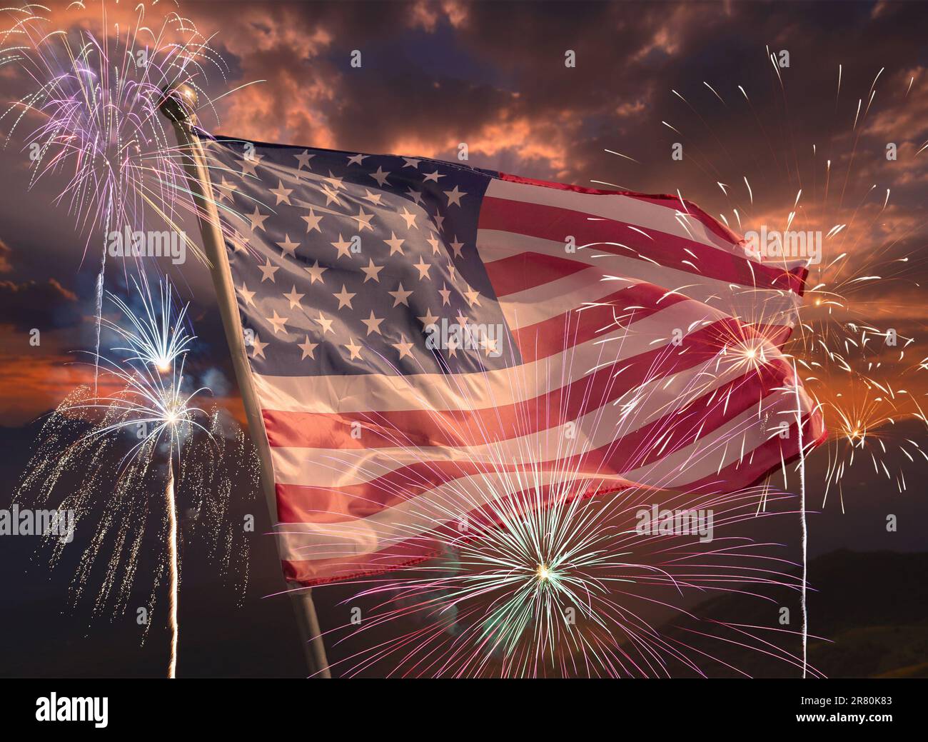 American Flag Fireworks Celebration Eagle Patriotic 4th Of July