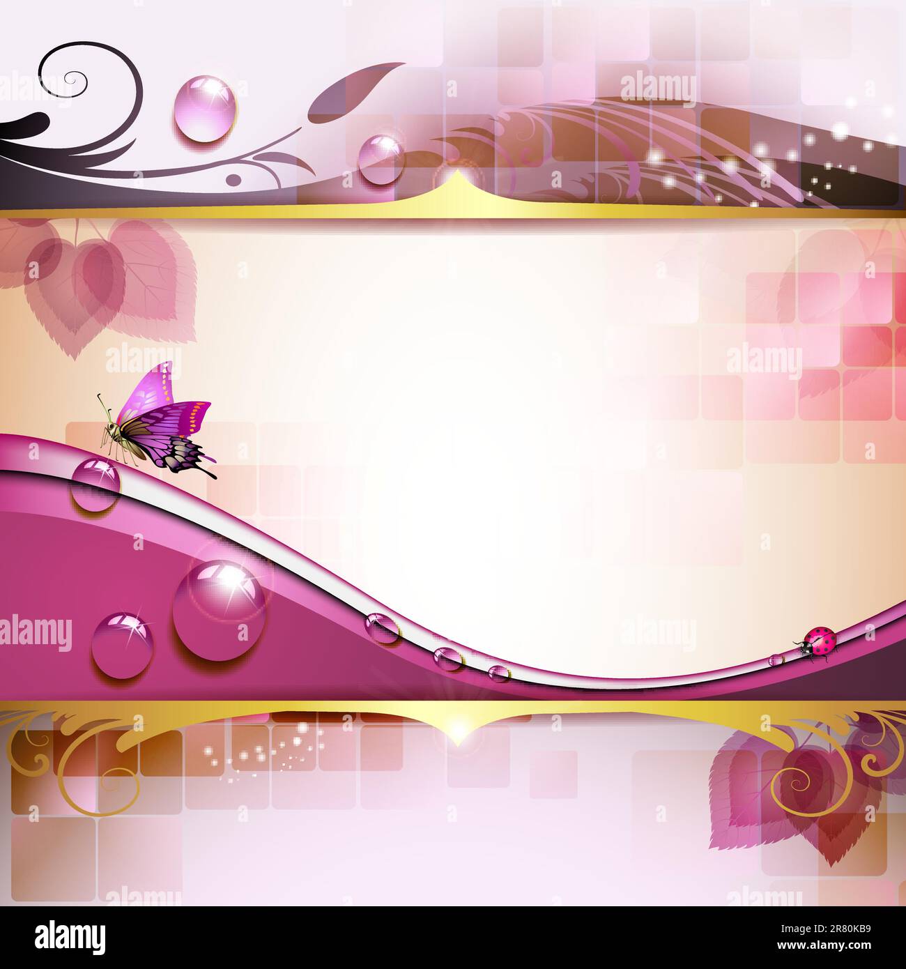 Ambient background with leafs and butterfly Stock Vector Image & Art ...