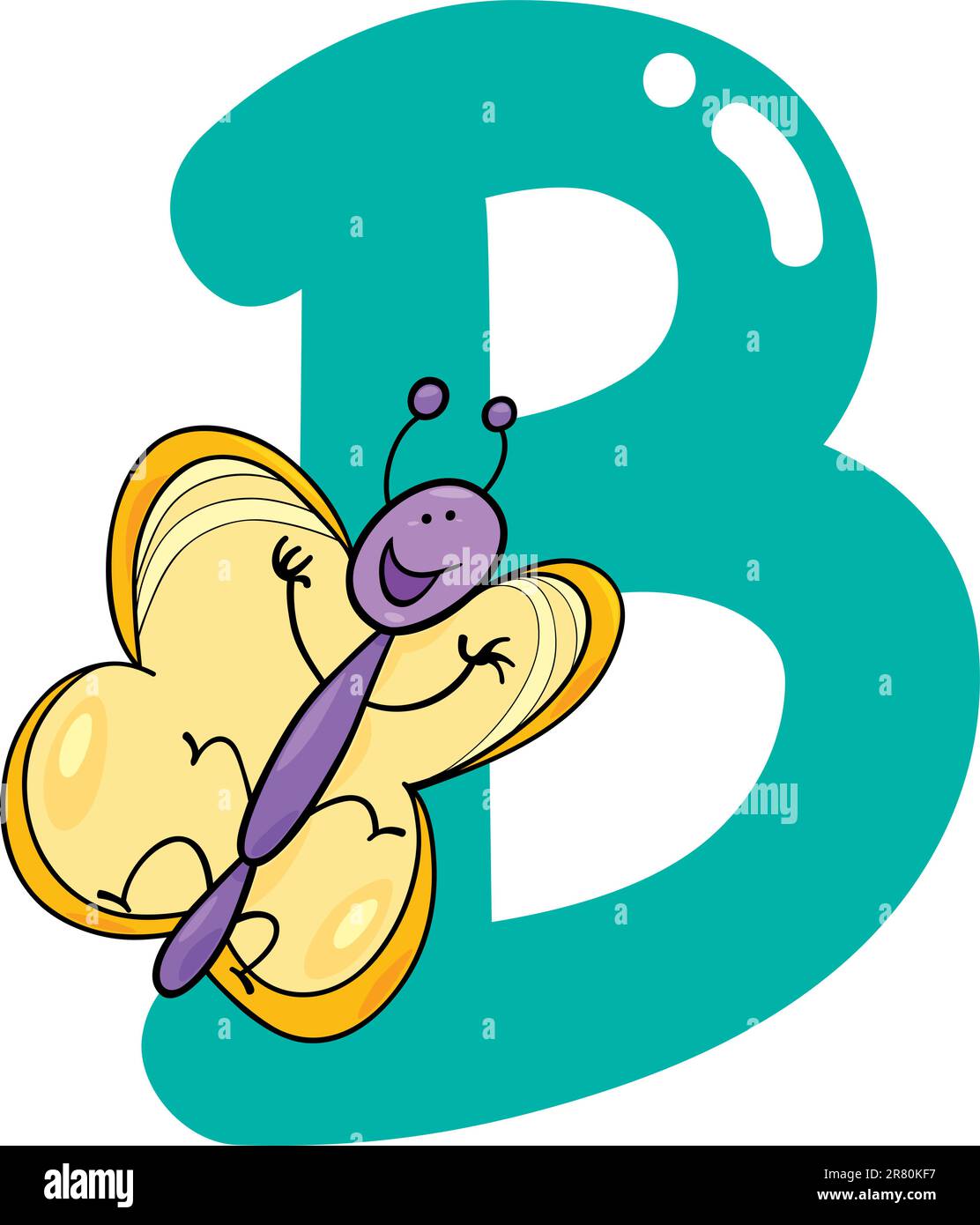 cartoon illustration of B letter for butterfly Stock Vector Image & Art ...