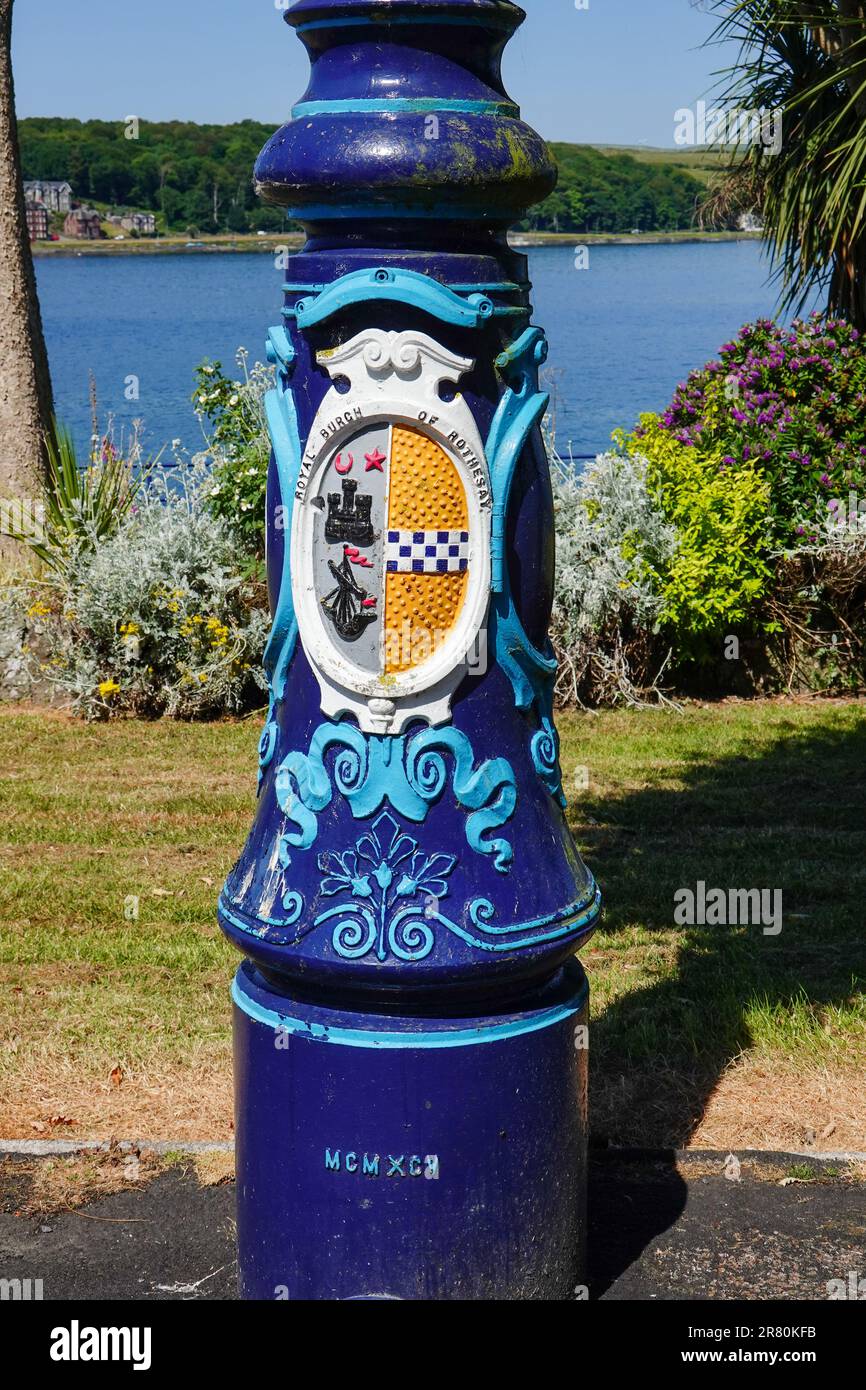 Rothesay coat of arms on esplanade light pole, Isle of Bute, Scotland ...