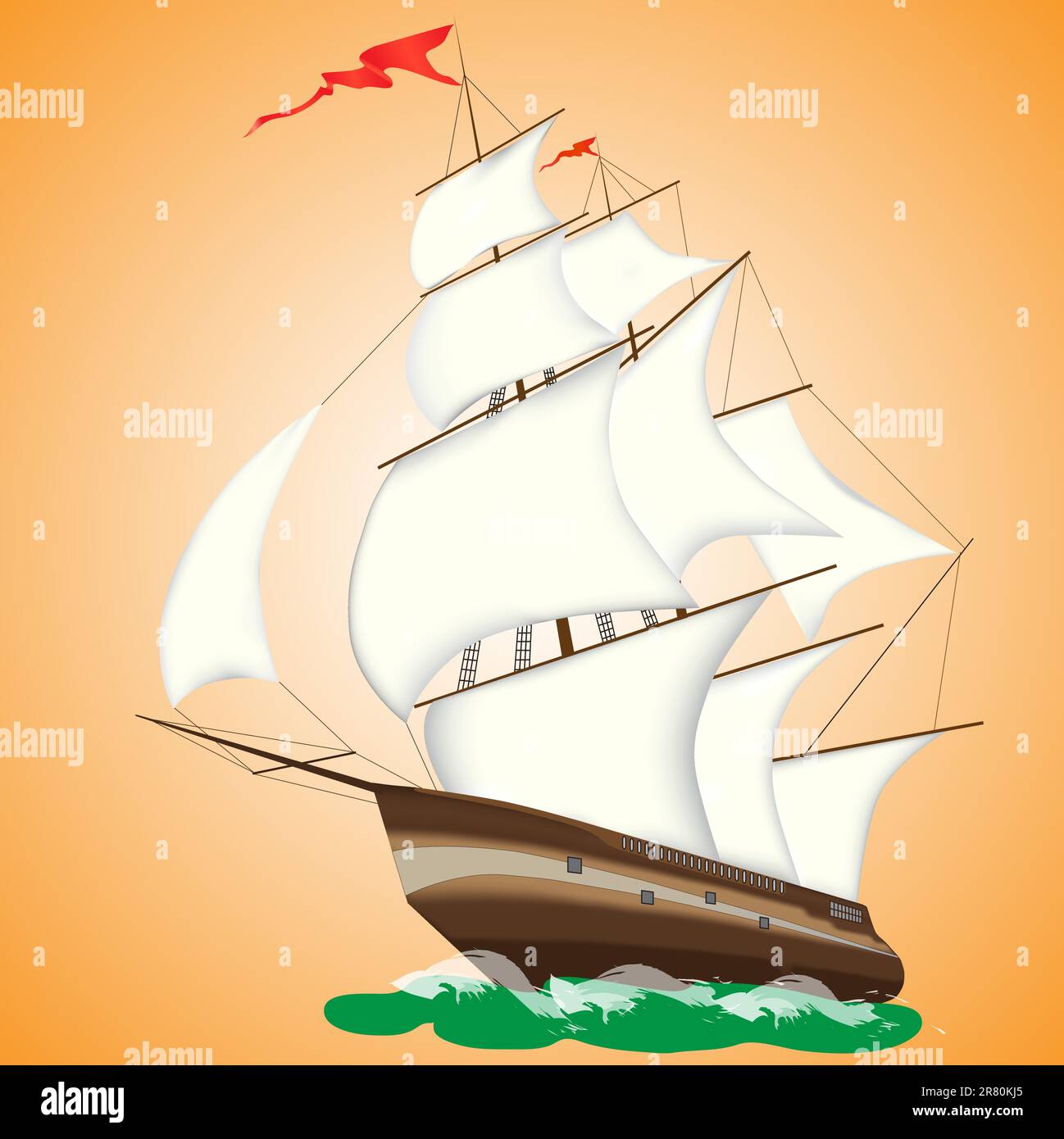 Sea waves on sunset Stock Vector Images - Alamy