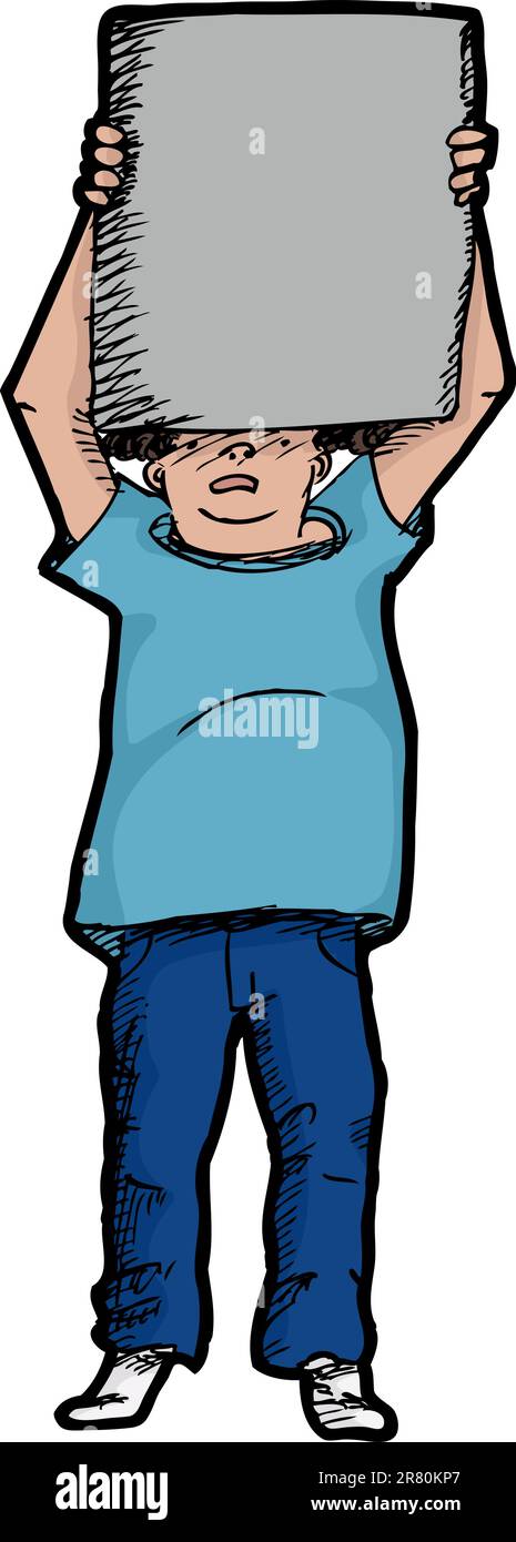 Man in socks with sign above his head over white background Stock ...