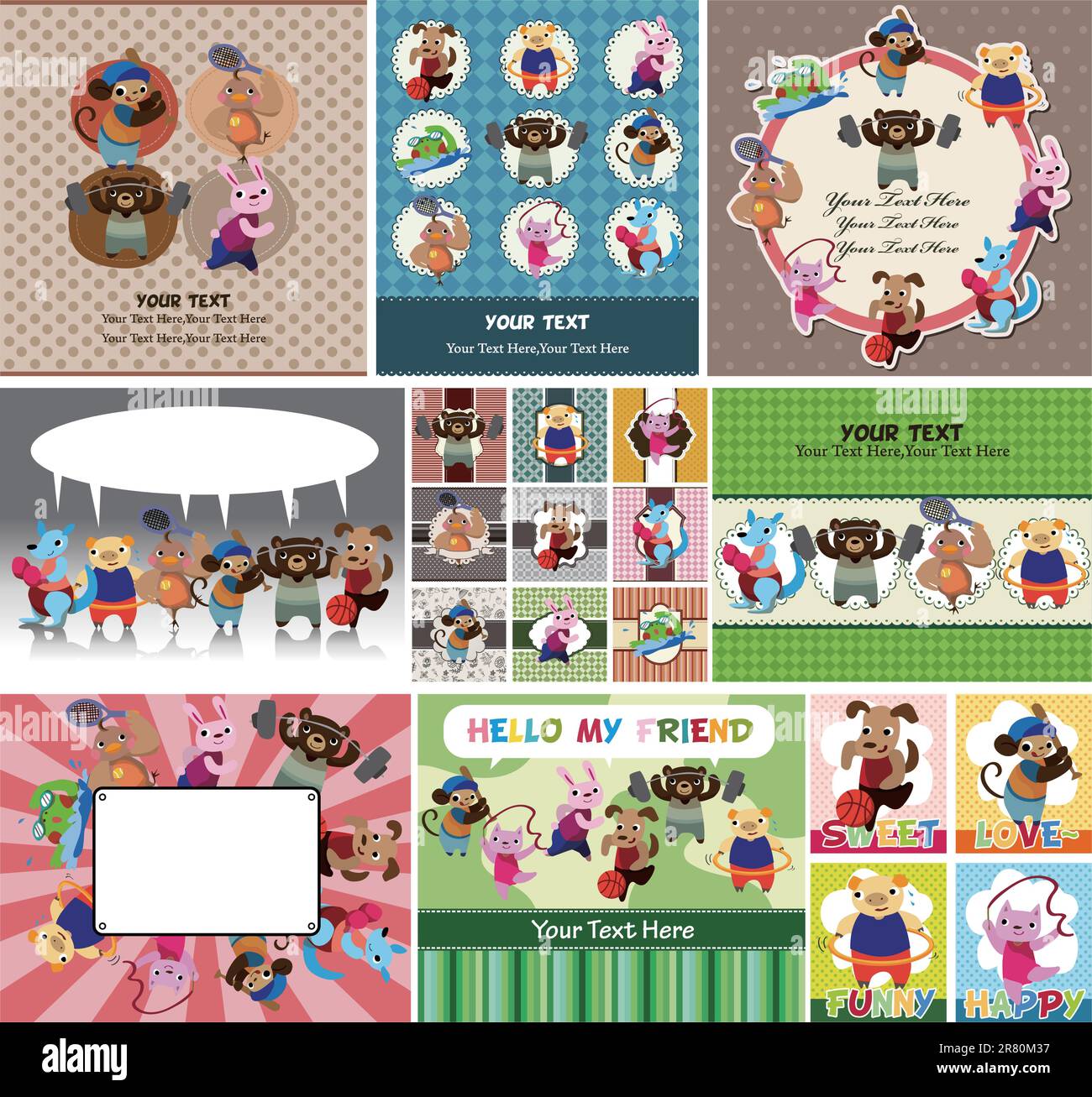 cartoon animal sport card Stock Vector Image & Art - Alamy